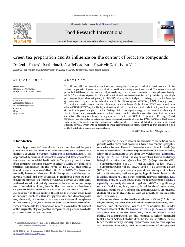 (PDF) Green tea preparation and its influence on the content of ...