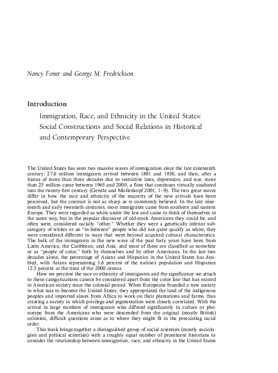 (PDF) Immigration, Race, and Ethnicity in the United States: Social ...