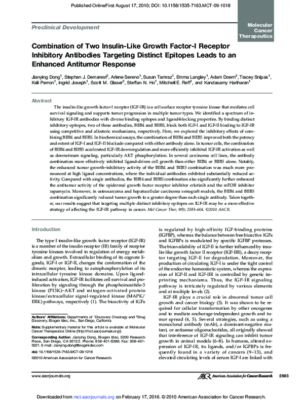 (PDF) Emerging role of insulin-like growth factor receptor inhibitors ...