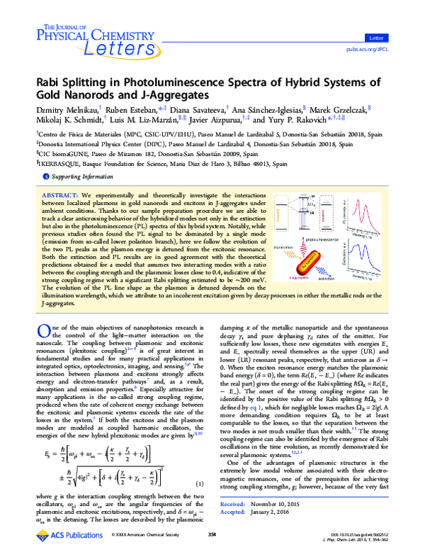 (PDF) Rabi Splitting in Photoluminescence Spectra of Hybrid Systems of ...