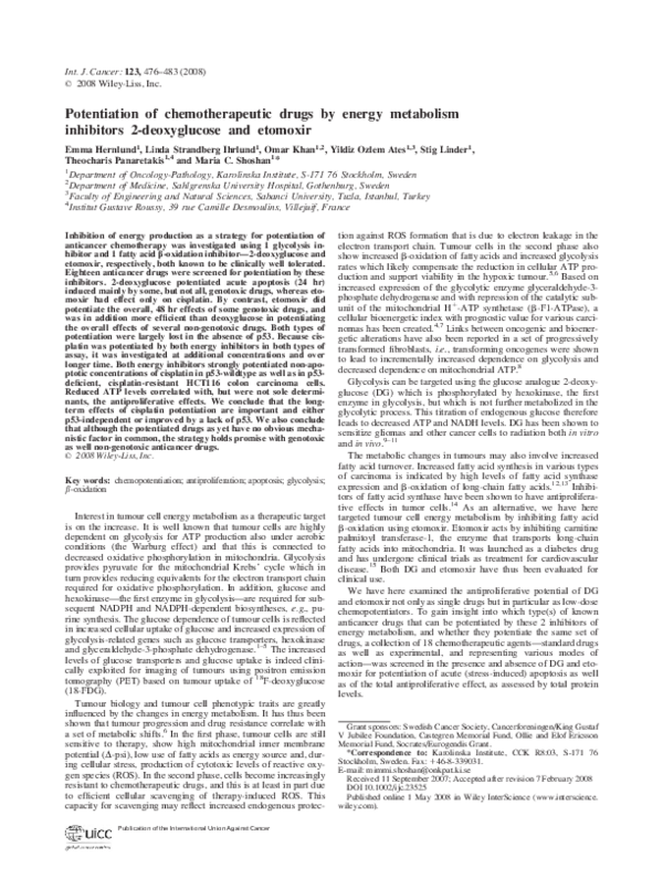 (PDF) Potentiation of chemotherapeutic drugs by energy metabolism ...