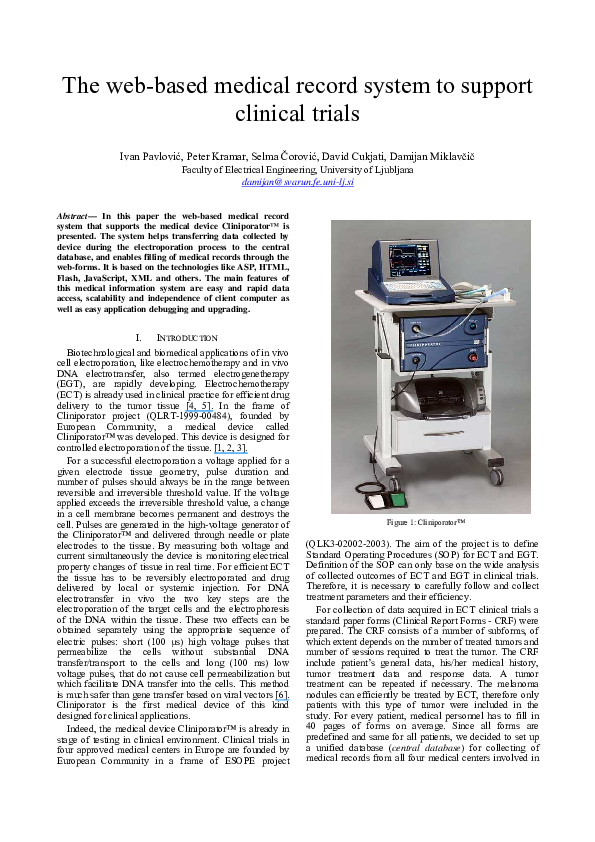 (PDF) The Web-based medical record system to support clinical trials
