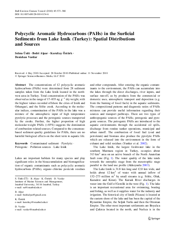 (PDF) Polycyclic aromatic hydrocarbons (PAHs) in surface sediments from the Bizerte Lagoon ...