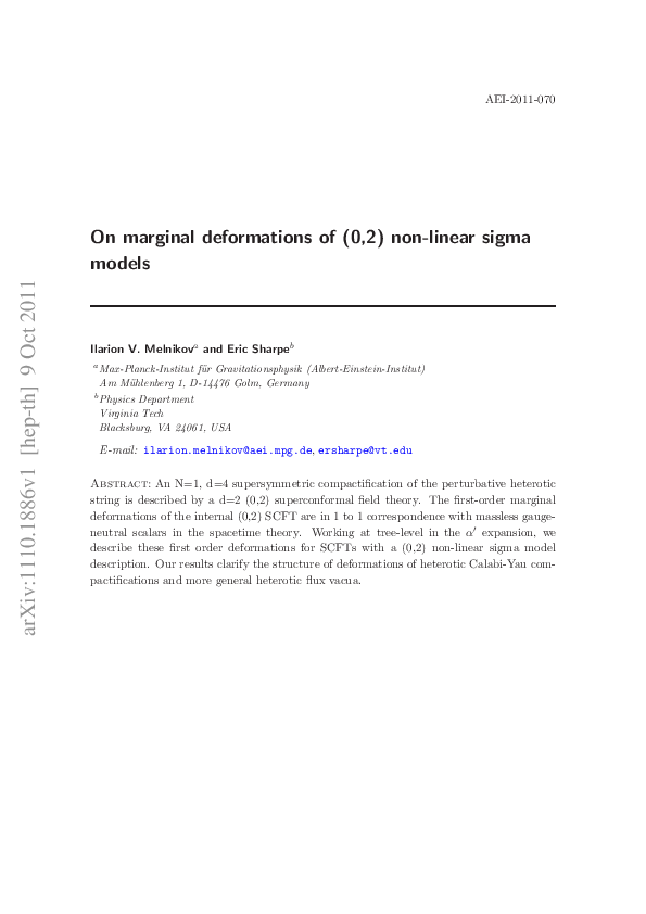 (PDF) On marginal deformations of non-linear sigma models