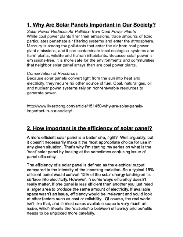 (DOC) Why Are Solar Panels Important in Our Society