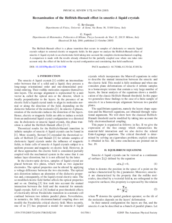 (PDF) Reexamination of the Helfrich-Hurault effect in smectic-A liquid ...