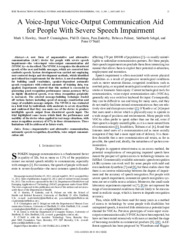 (PDF) Development of a Voice-Input Voice-Output Communication Aid ...