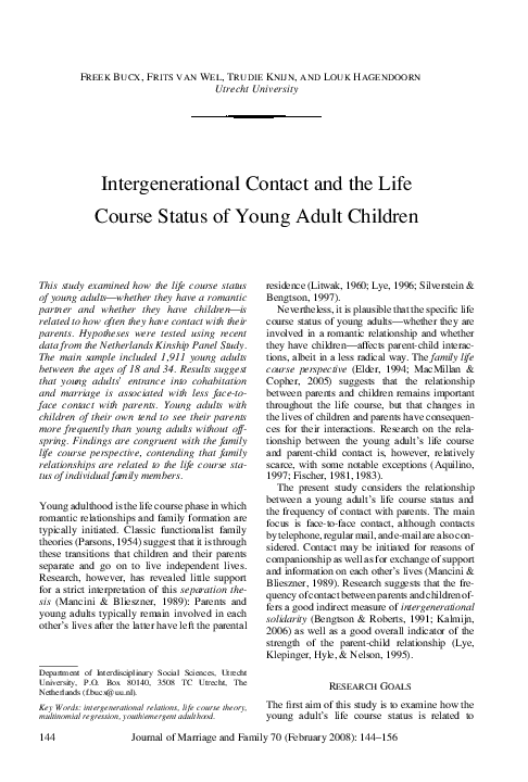 (PDF) Intergenerational Contact and the Life Course Status of Young ...