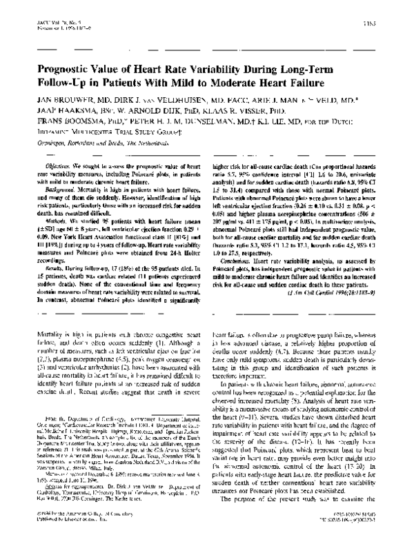 (PDF) Prognostic value of heart rate variability during long-term ...
