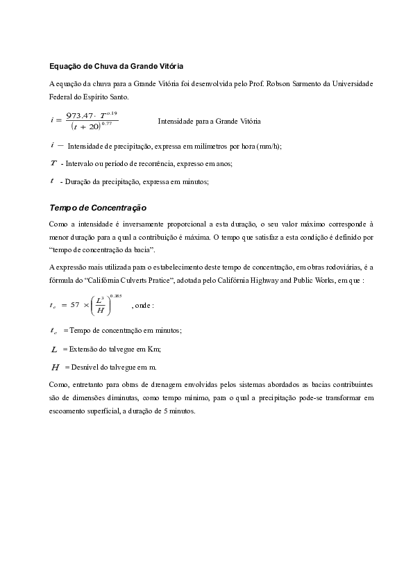 (DOC) Equação de Chuva da Grande Vitória