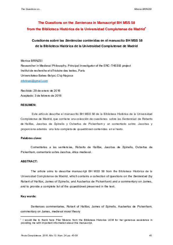 (PDF) The Questions on the Sentences in Manuscript BH MSS 58 from the ...