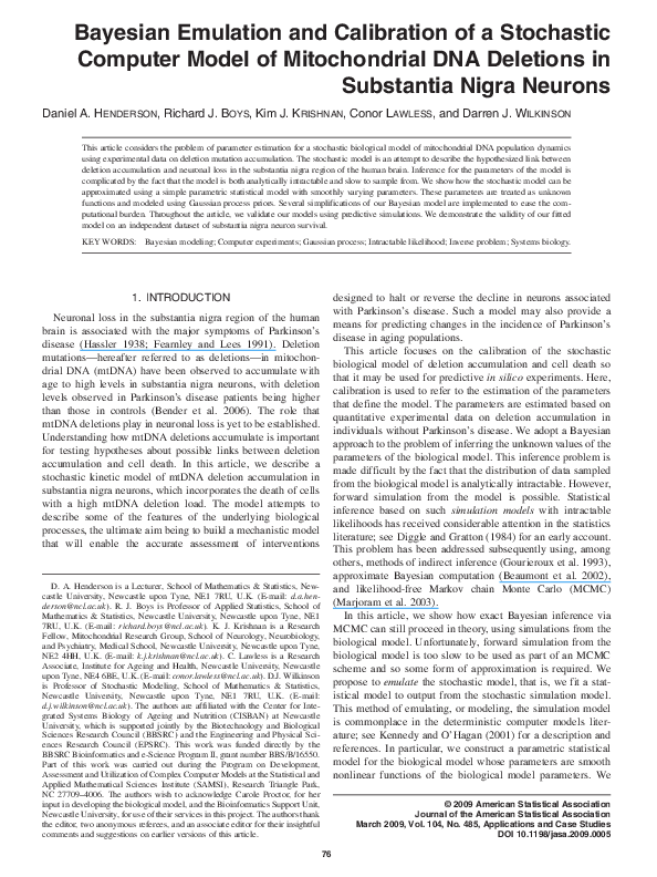 Pdf Bayesian Emulation And Calibration Of A Stochastic Computer Model