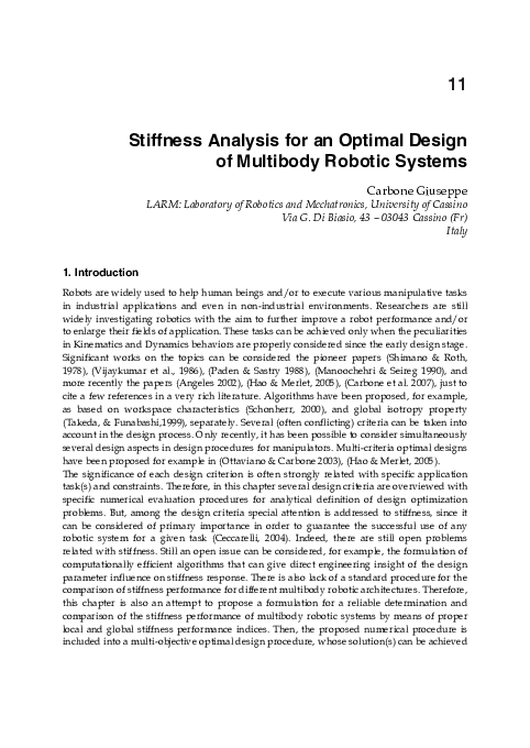 (PDF) Stiffness Analysis for an Optimal Design of Multibody Robotic Systems