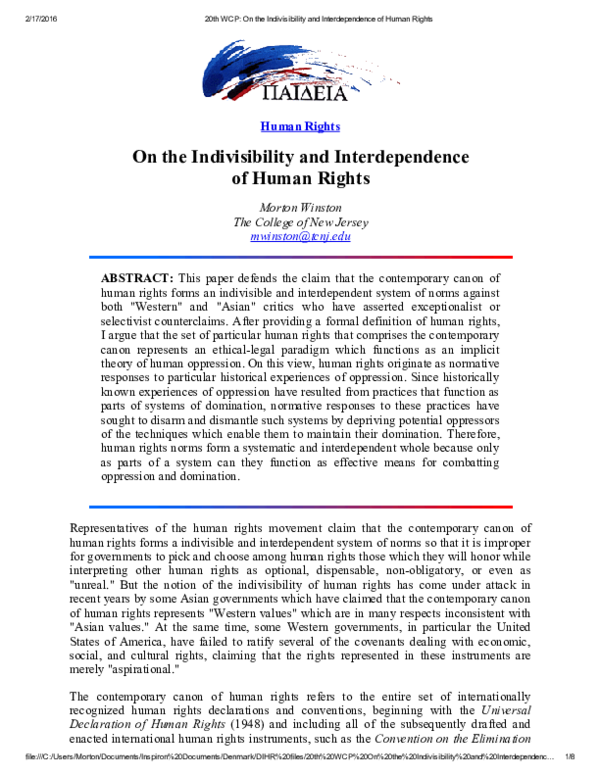 (PDF) Indivisibility and Interdependence of Human Rights