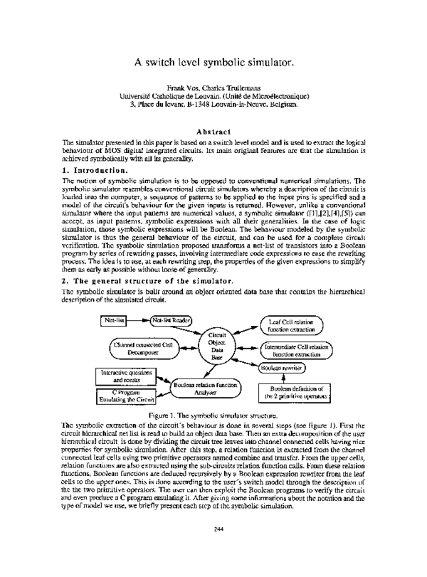 (PDF) A switch level symbolic simulator