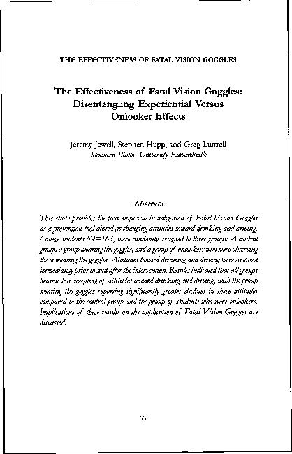 (PDF) THE EFFECTIVENESS OF FATAL VISION GOGGLES The Effectiveness of ...
