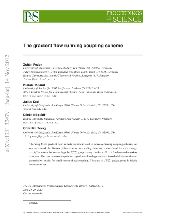 Pdf The Gradient Flow Running Coupling Scheme
