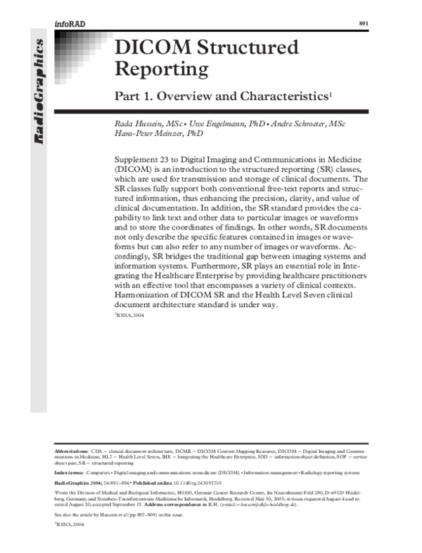 (PDF) DICOM Structured Reporting