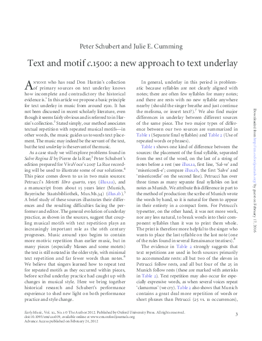 (PDF) Text and motif c.1500: a new approach to text underlay