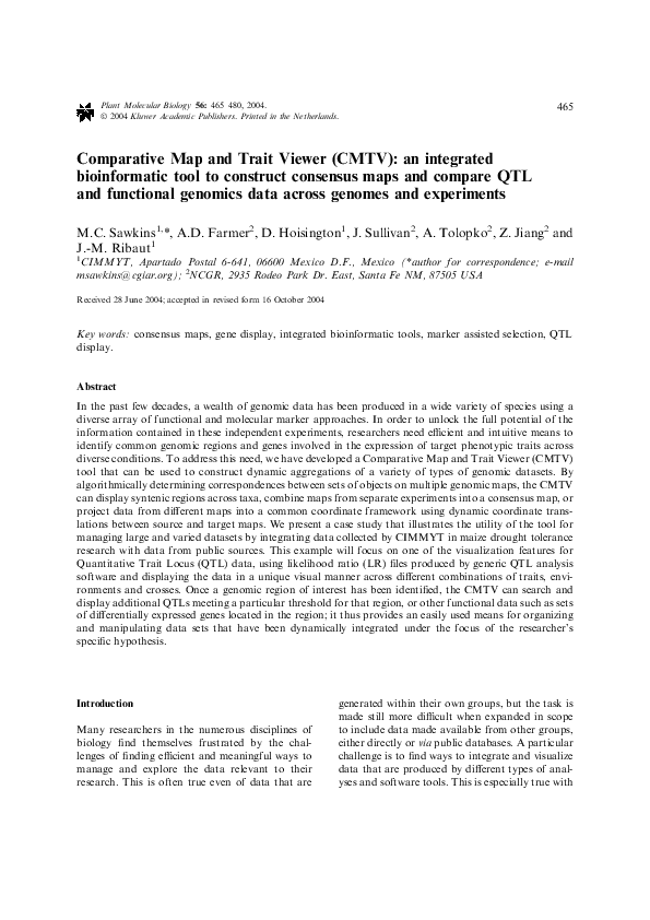 (PDF) Comparative Map and Trait Viewer (CMTV): an integrated ...