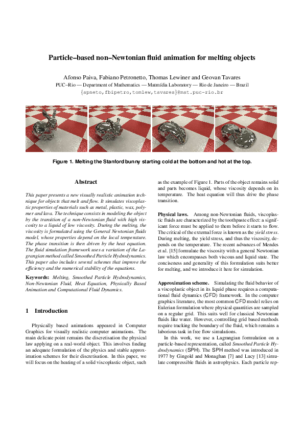 Pdf Particle Based Non Newtonian Fluid Animation For Melting Objects