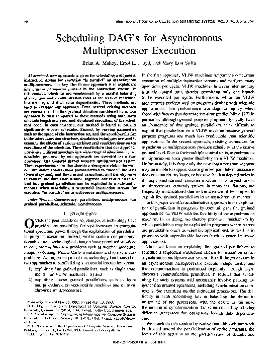 (PDF) Scheduling DAG's for asynchronous multiprocessor execution
