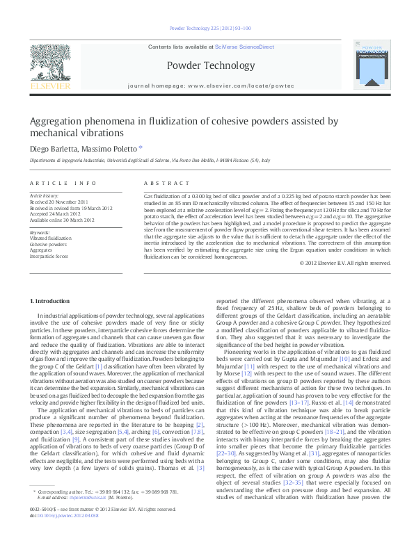 (PDF) Aggregation phenomena in fluidization of cohesive powders ...