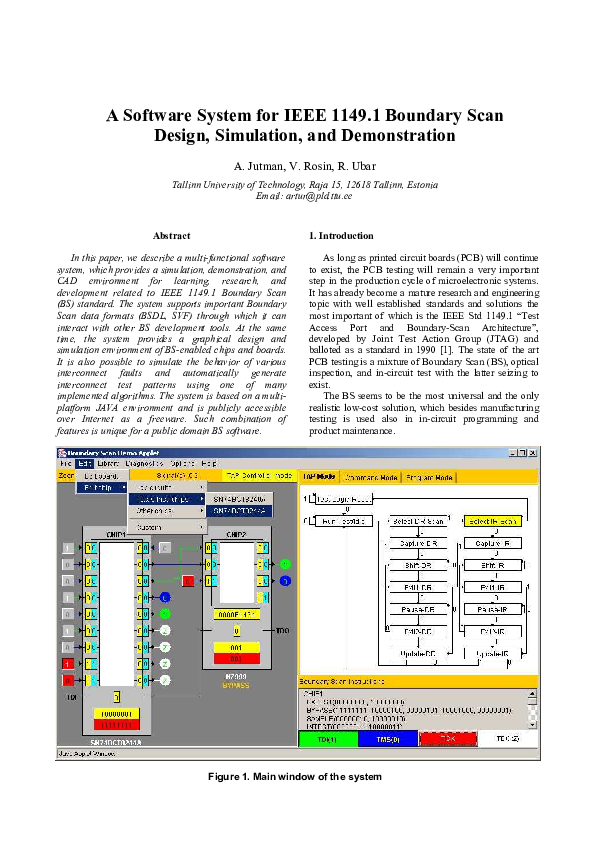 (PDF) A Software System for IEEE 1149.1 Boundary Scan Design, Simulation, and Demonstration