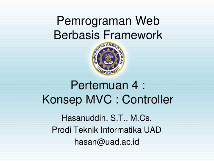 (PDF) Pemrograman Web Berbasis Framework