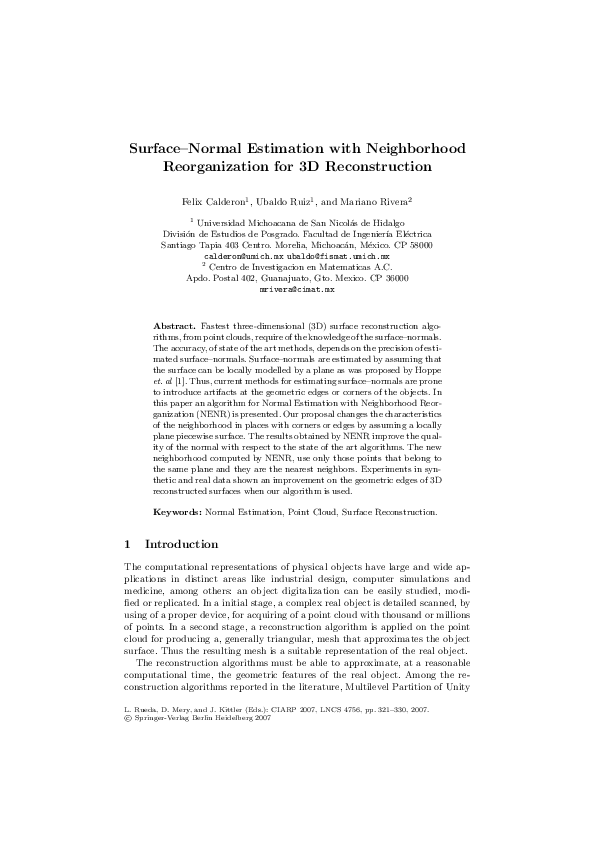 (PDF) Surface–Normal Estimation with Neighborhood Reorganization for 3D ...