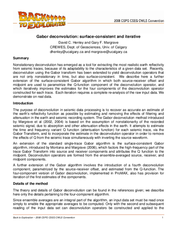 (PDF) Gabor deconvolution: surface-consistent and iterative