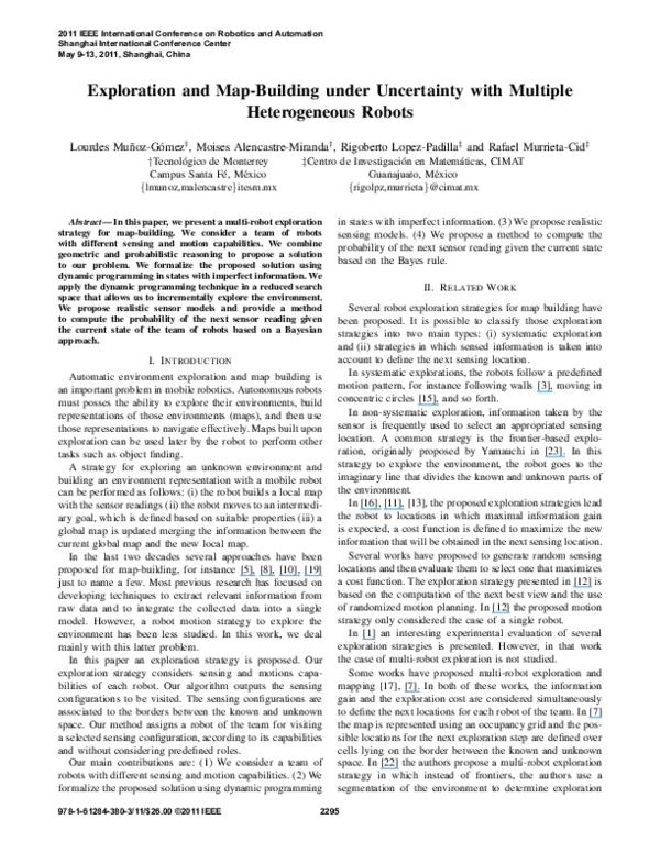(PDF) Exploration and map-building under uncertainty with multiple heterogeneous robots