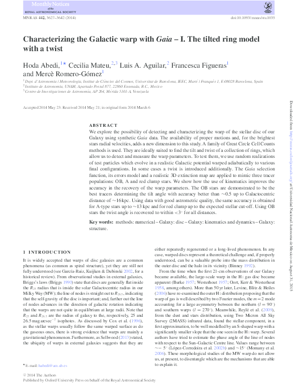 (PDF) Characterizing the Galactic warp with Gaia – I. The tilted ring ...