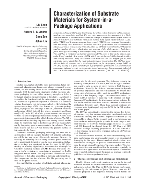 (PDF) Characterization of Substrate Materials for System-in-a-Package ...