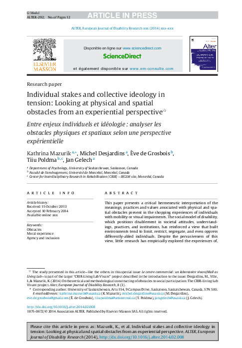 (PDF) Individual stakes and collective ideology in tension: Looking at ...