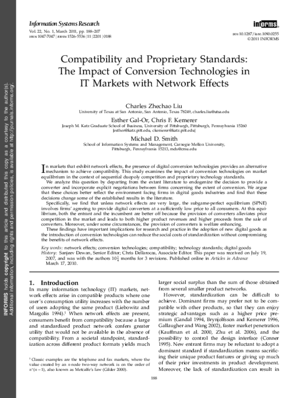 (PDF) Compatibility and Proprietary Standards: The Impact of Conversion ...