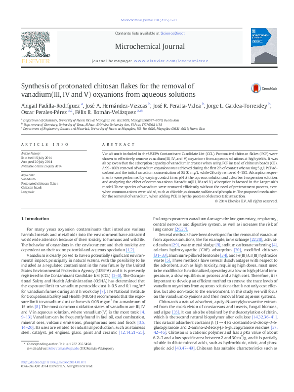 (PDF) Synthesis of protonated chitosan flakes for the removal of ...