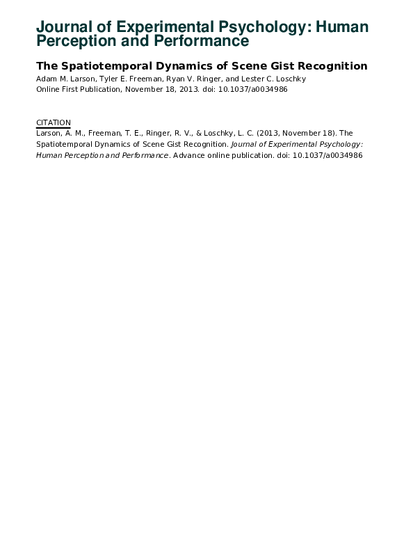 (PDF) The spatiotemporal dynamics of scene gist recognition