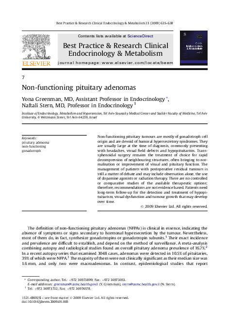 (PDF) Non-functioning pituitary adenomas