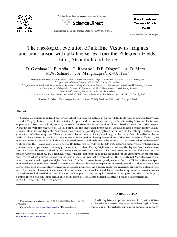 (PDF) The rheological evolution of alkaline Vesuvius magmas and ...