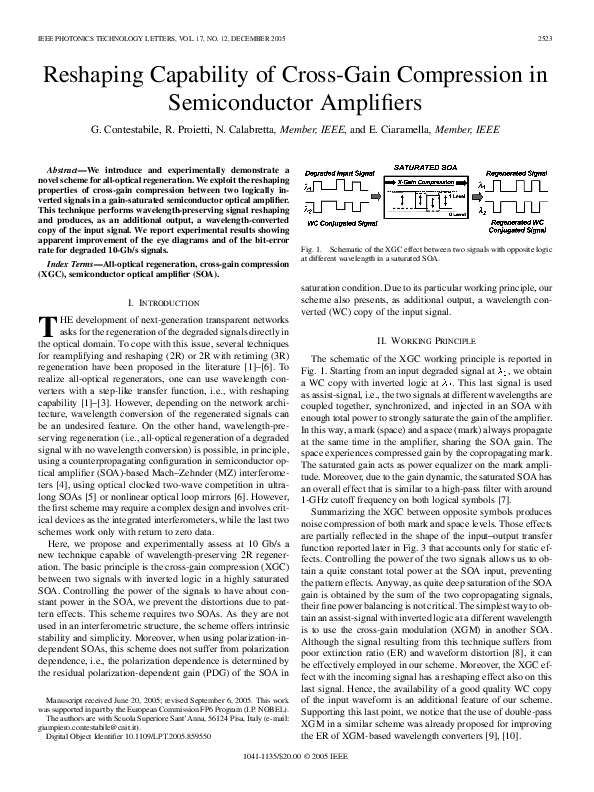 (PDF) Cross-Gain Compression in Semiconductor Optical Amplifiers ...