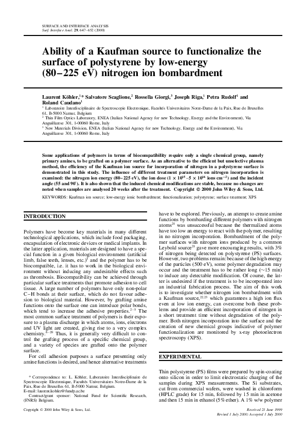 (PDF) Ability of a Kaufman source to functionalize the surface of ...
