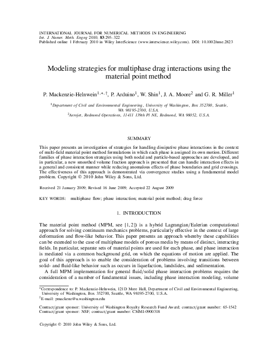 Pdf Modeling Strategies For Multiphase Drag Interactions Using The Material Point Method