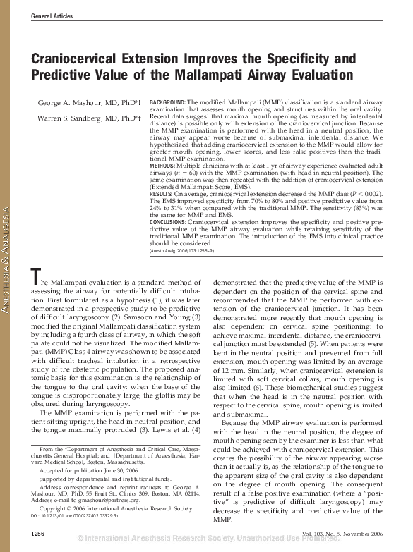 (PDF) Craniocervical Extension Improves the Specificity and Predictive ...