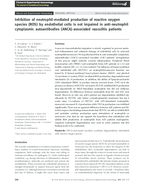 (PDF) Inhibition of neutrophil-mediated production of reactive oxygen species (ROS) by ...