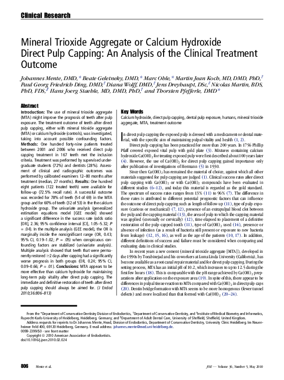 (PDF) Mineral trioxide aggregate or calcium hydroxide direct pulp ...