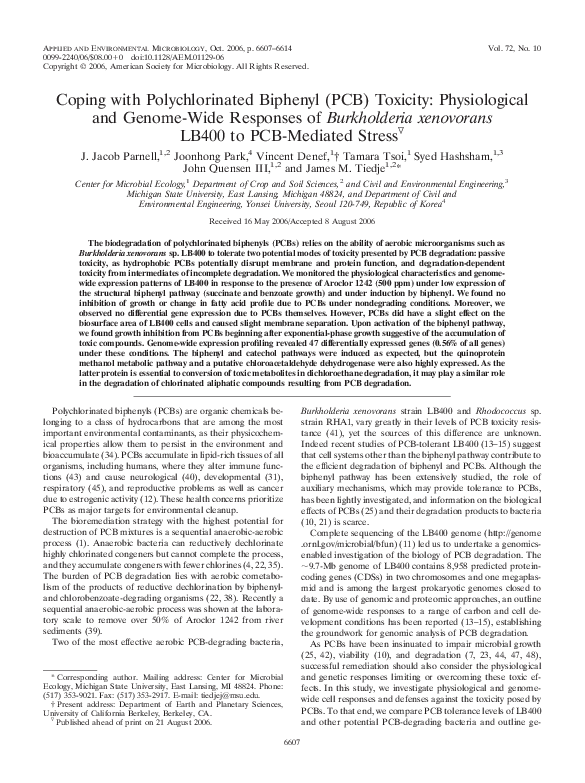 (PDF) Coping with Polychlorinated Biphenyl (PCB) Toxicity ...