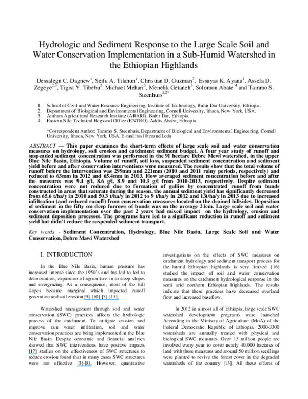 (PDF) Hydrologic and Sediment Yield Responses of Large Scale Soil and ...