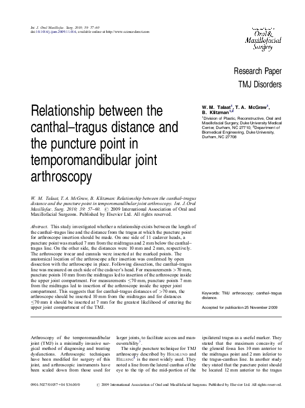 (PDF) Relationship between the canthal-tragus distance and the puncture ...