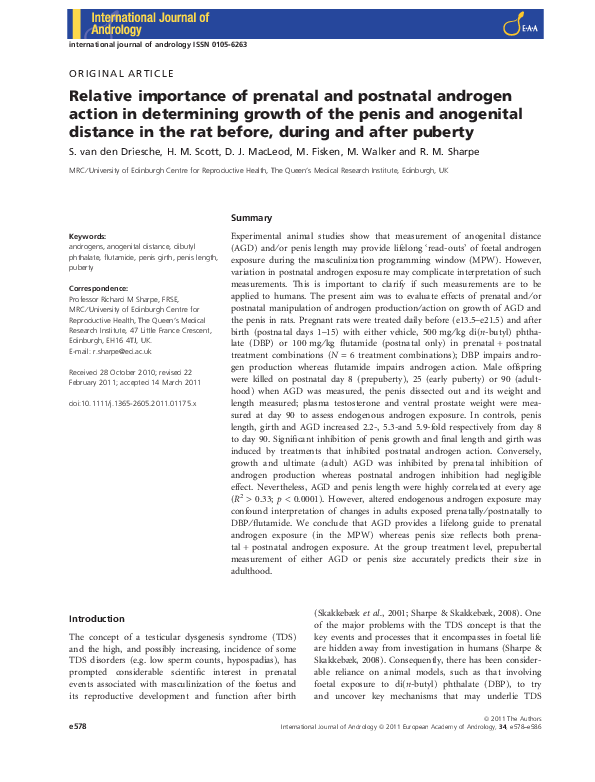 (PDF) Relative importance of prenatal and postnatal androgen action in ...